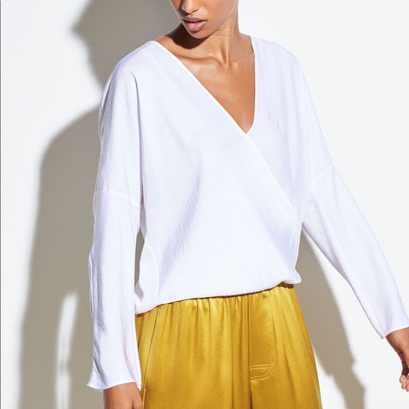 Vince | Tops | Vince Crossover Blouse Optic White | Poshmark